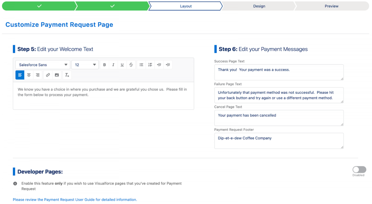 Payment Request Setup - Chargent by AppFrontier