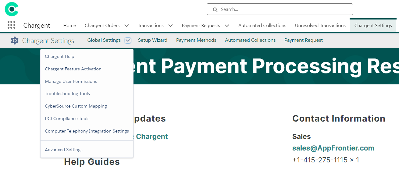 Chargent Settings Tab - Chargent by AppFrontier