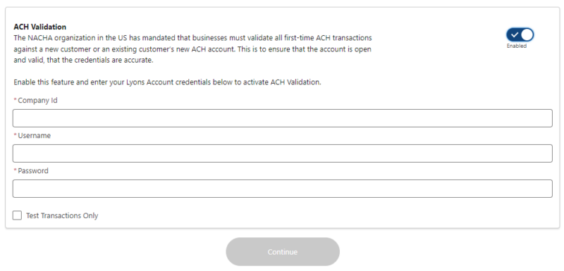 ACH Validation - Chargent by AppFrontier